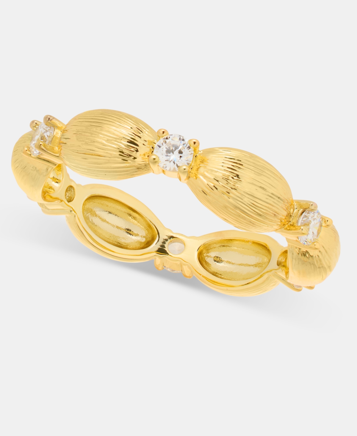 Click here for On 34th Cubic Zirconia Textured Bubble Band Ring... prices