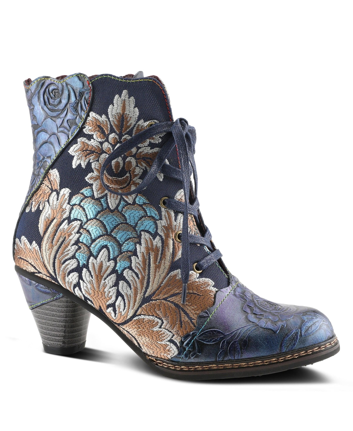 Click here for LArtiste Womens Siren Embroidered Floral Lace-Up B... prices