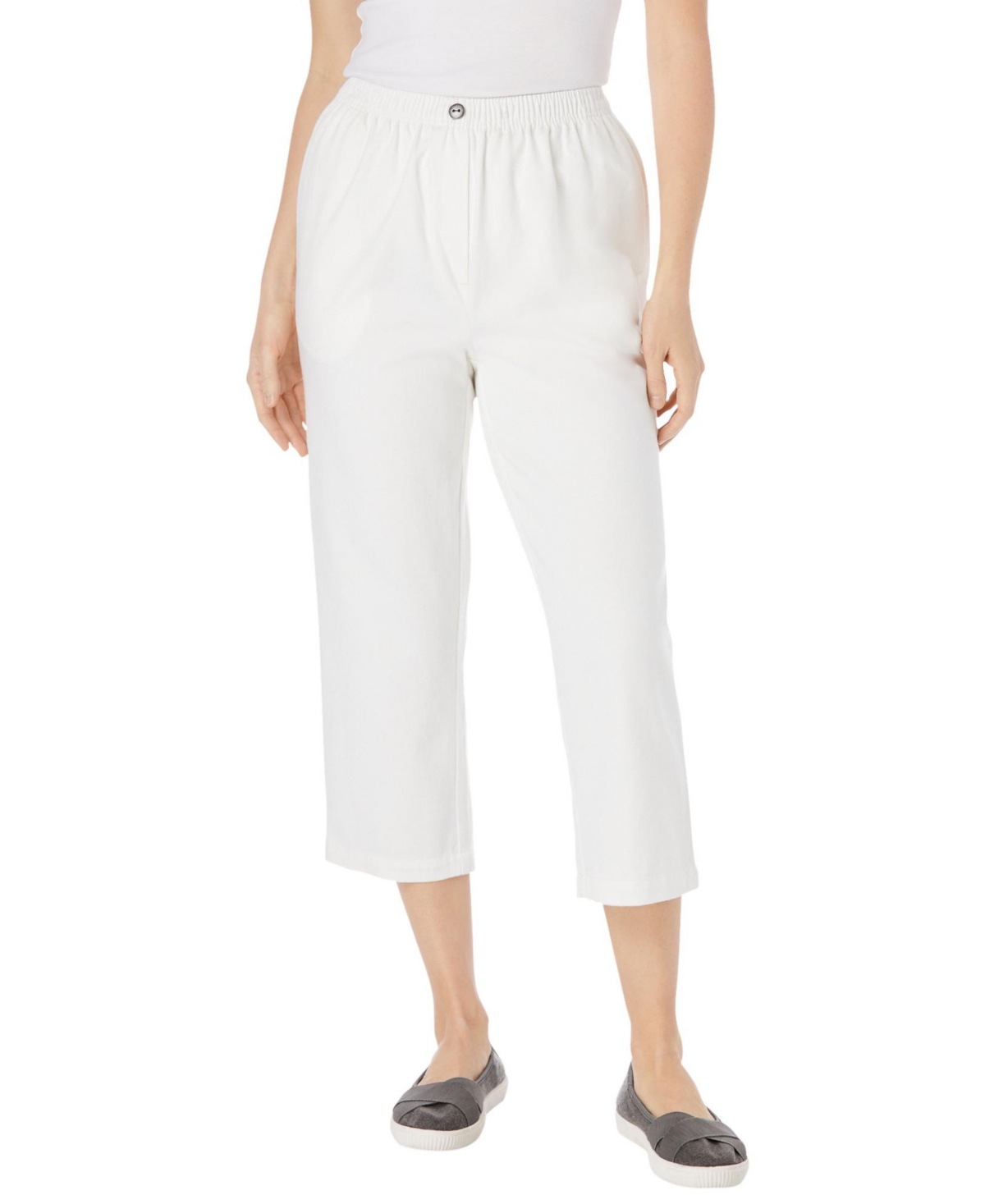 Click here for Woman Within Womens Within 7-Day Denim Capri - Whi... prices