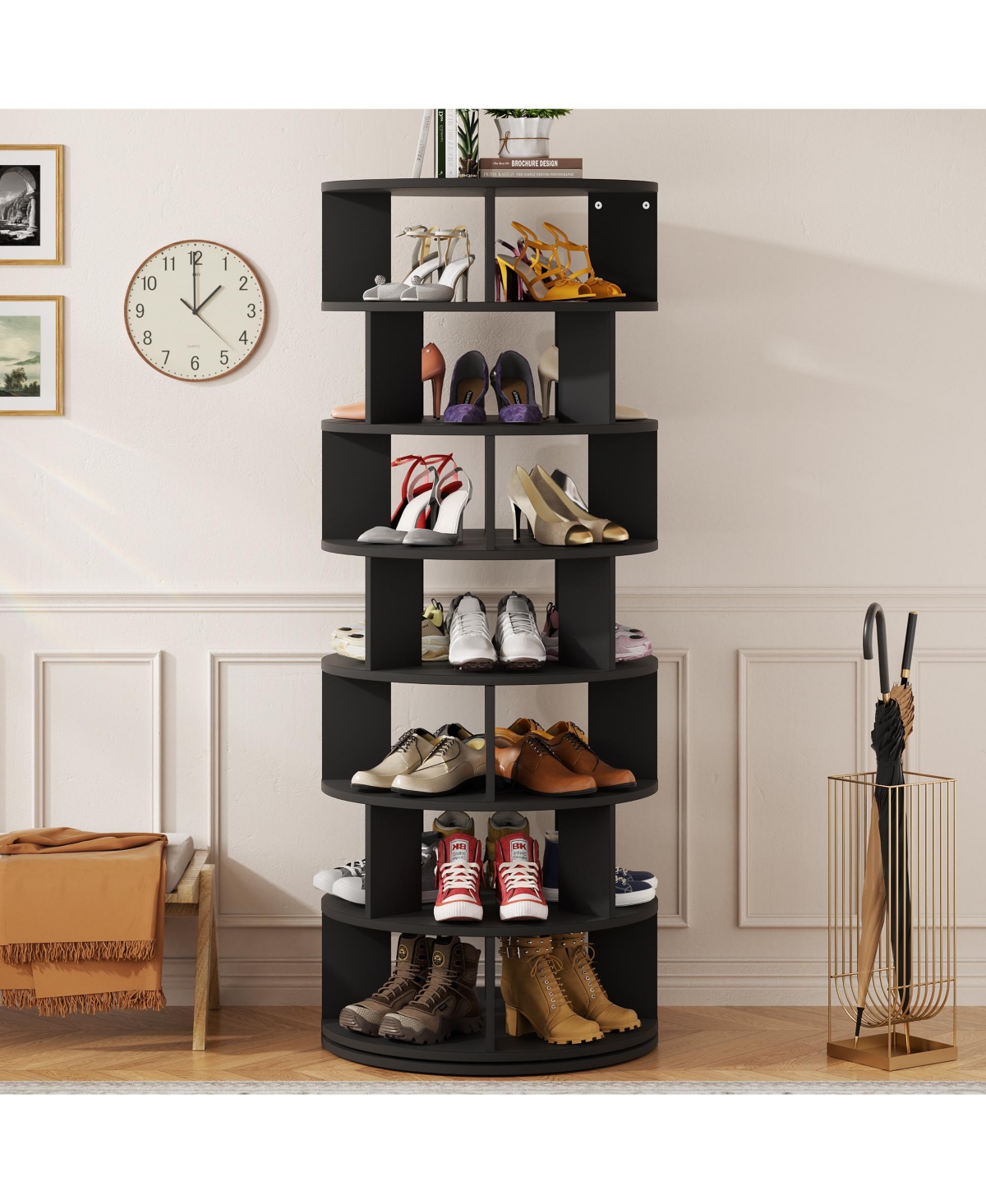 Click here for 7-Tier Rotating Shoe Rack  360Â° Display Wooden Sh... prices