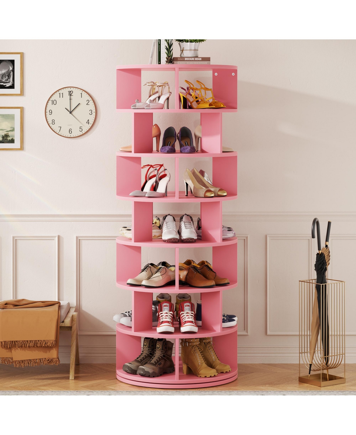 Click here for 7-Tier Rotating Shoe Rack  360Â° Display Wooden Sh... prices