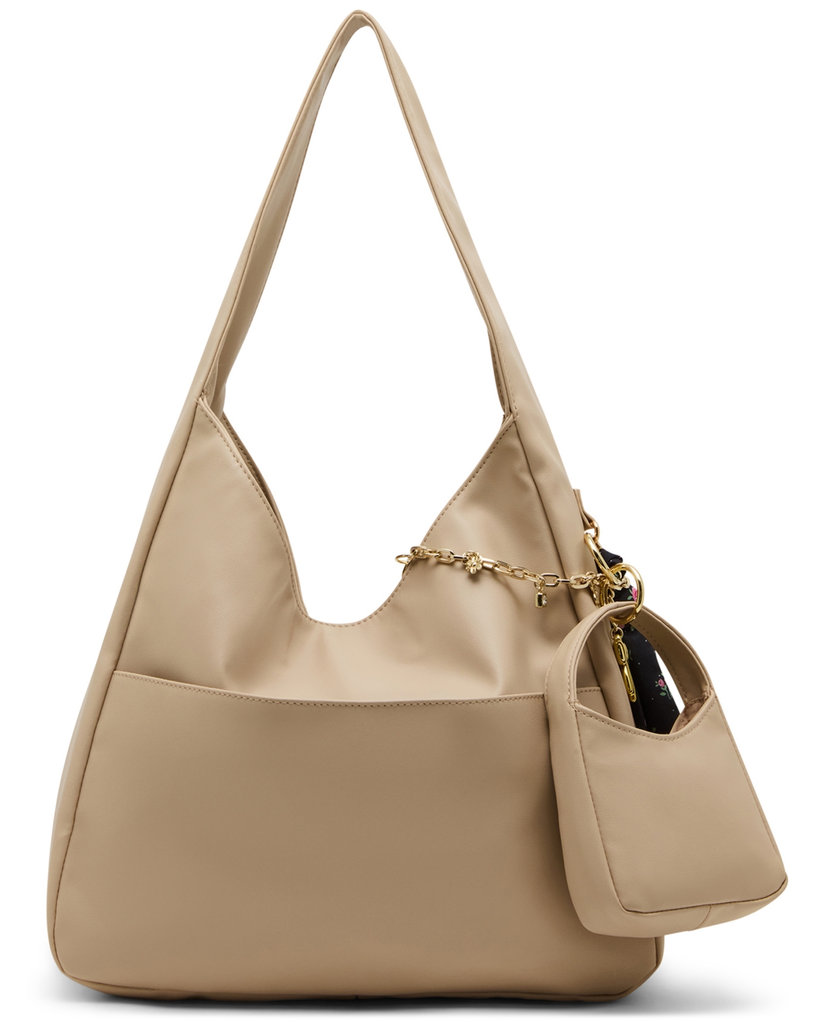 Click here for Madden Girl Medium Leather Hobo Bag - Taupe prices