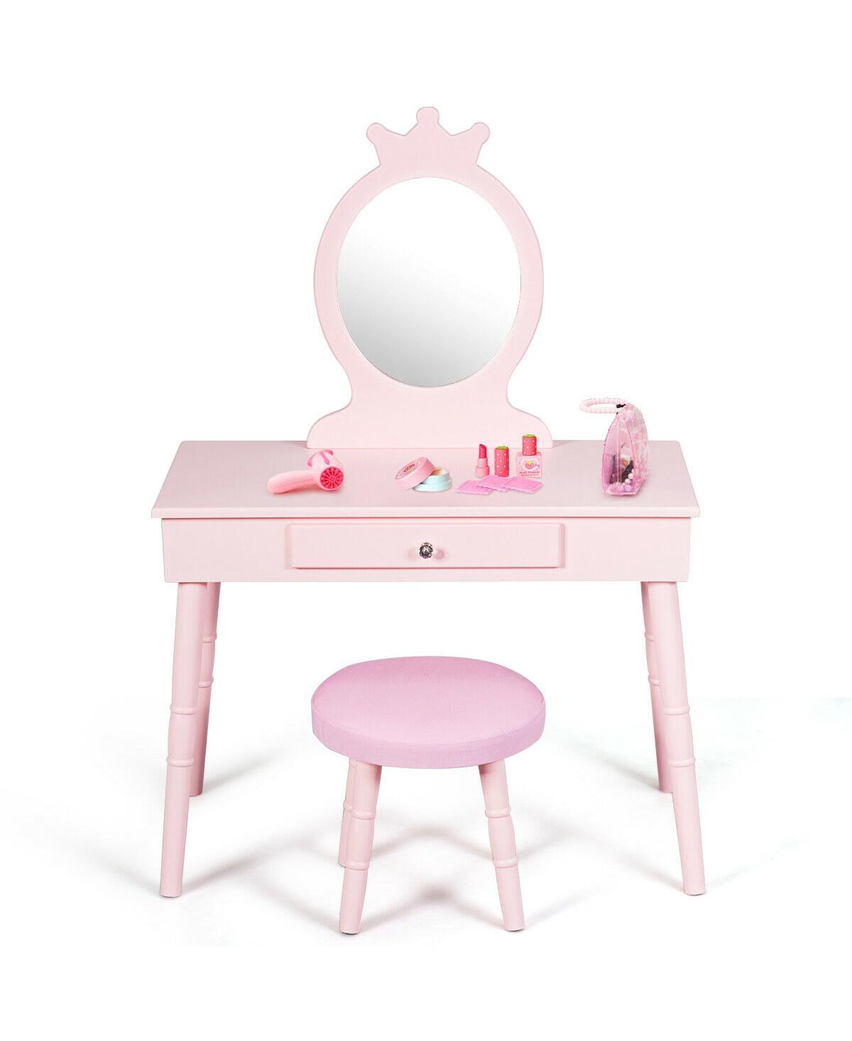 Click here for Gymax Kids Vanity Makeup Table & Chair Set Make Up... prices