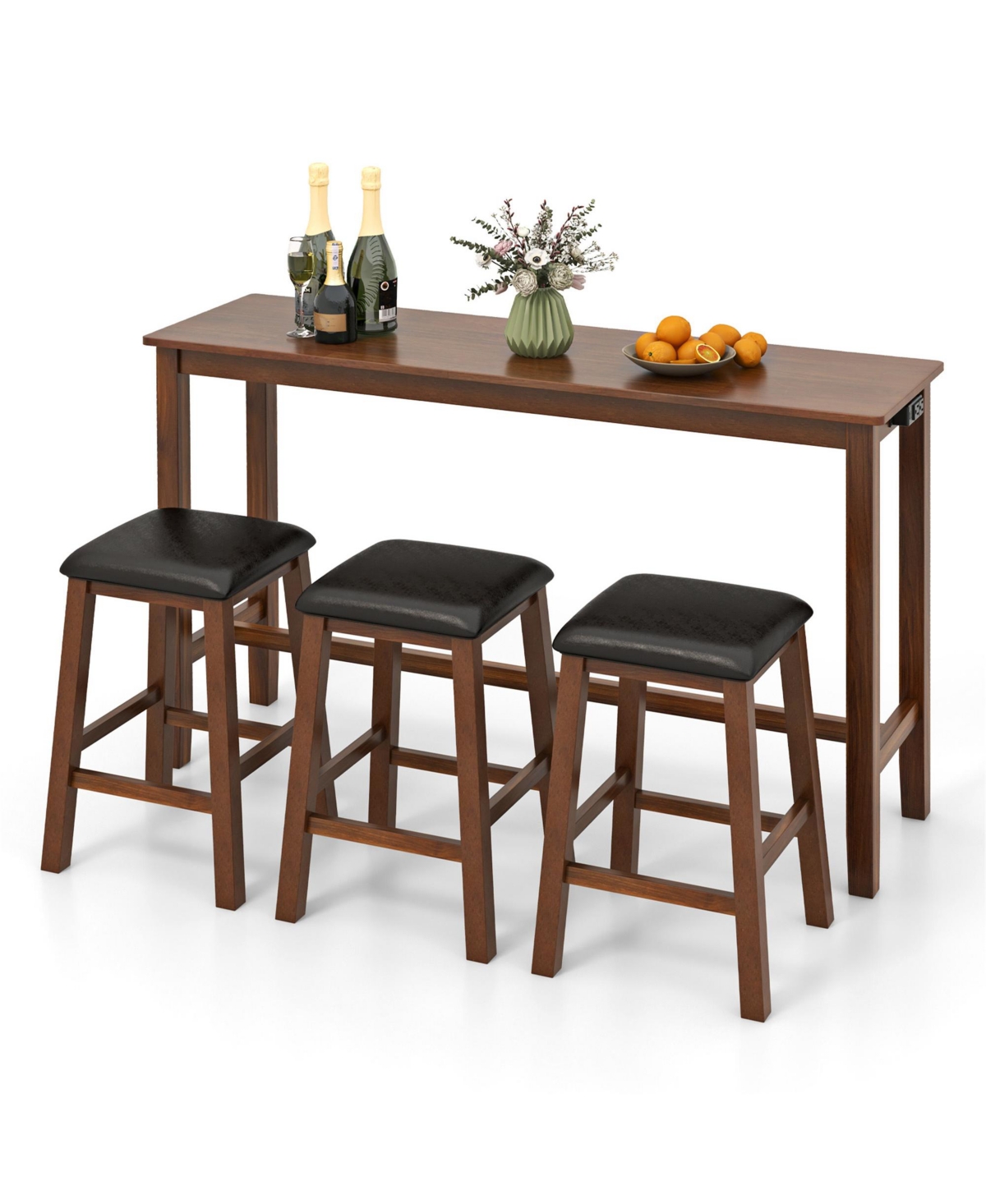 Click here for Gymax 4-Piece Bar Table Set w/ Power Outlet Counte... prices