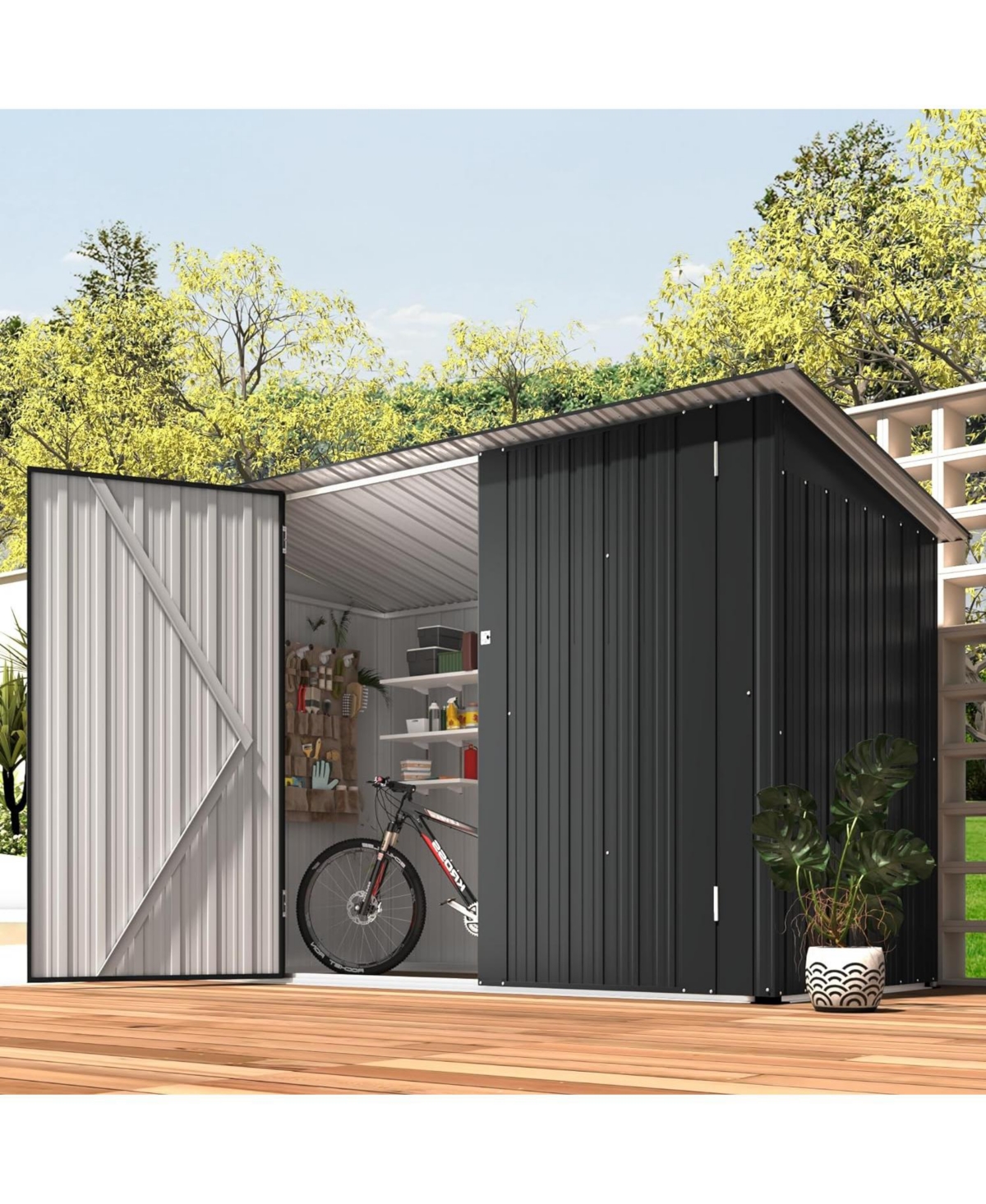 Click here for Aecojoy 7x3 Outdoor Horizontal Bike Storage Shed -... prices