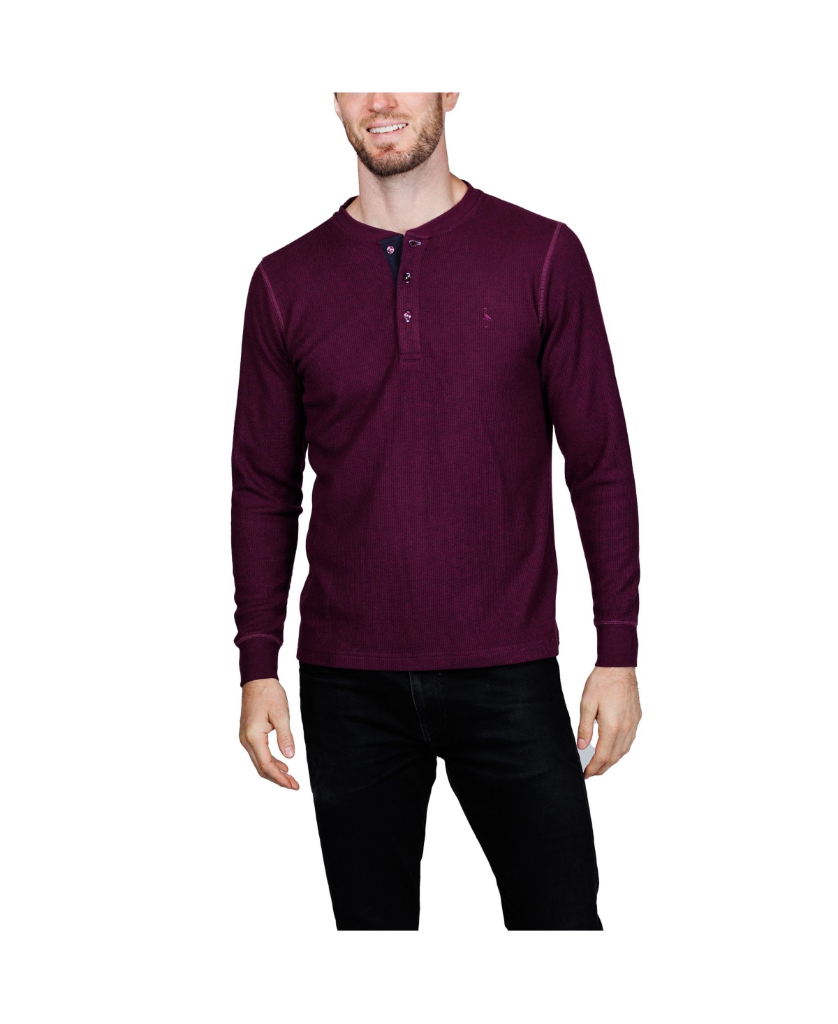 Click here for Tailorbyrd Mens Cozy Knit Henley - Berry heather prices