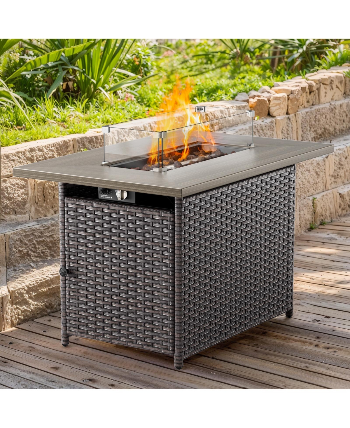 Click here for Gymojoy Brown/Gray Wicker Outdoor Rectangular 50 0... prices