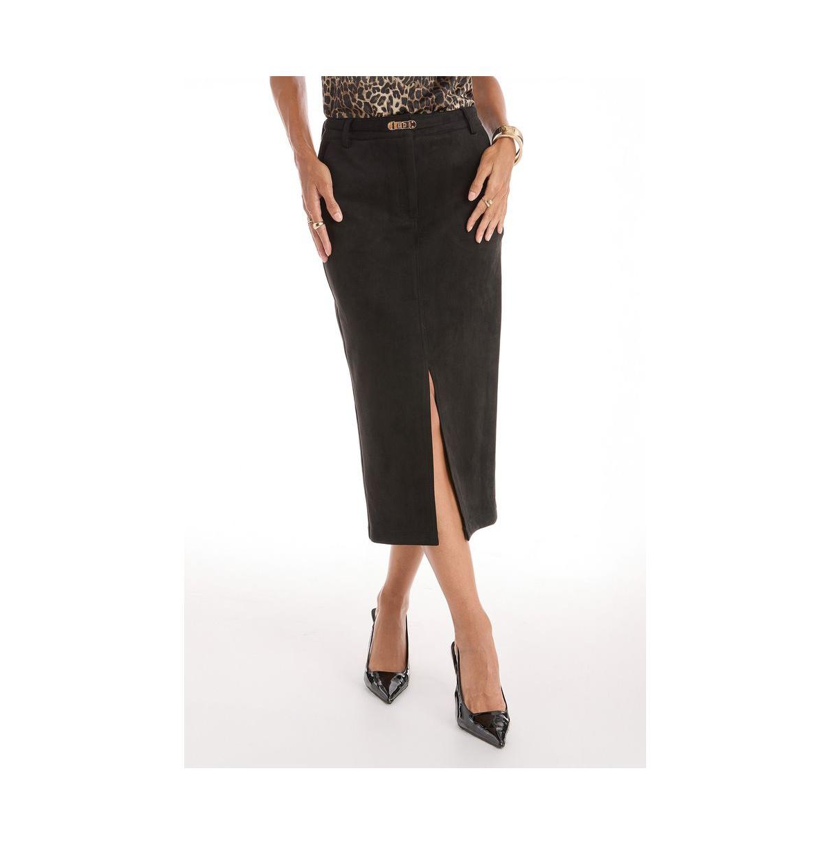 Click here for The Noli Shop Womens Kendra Sueded Midi Skirt - Bl... prices
