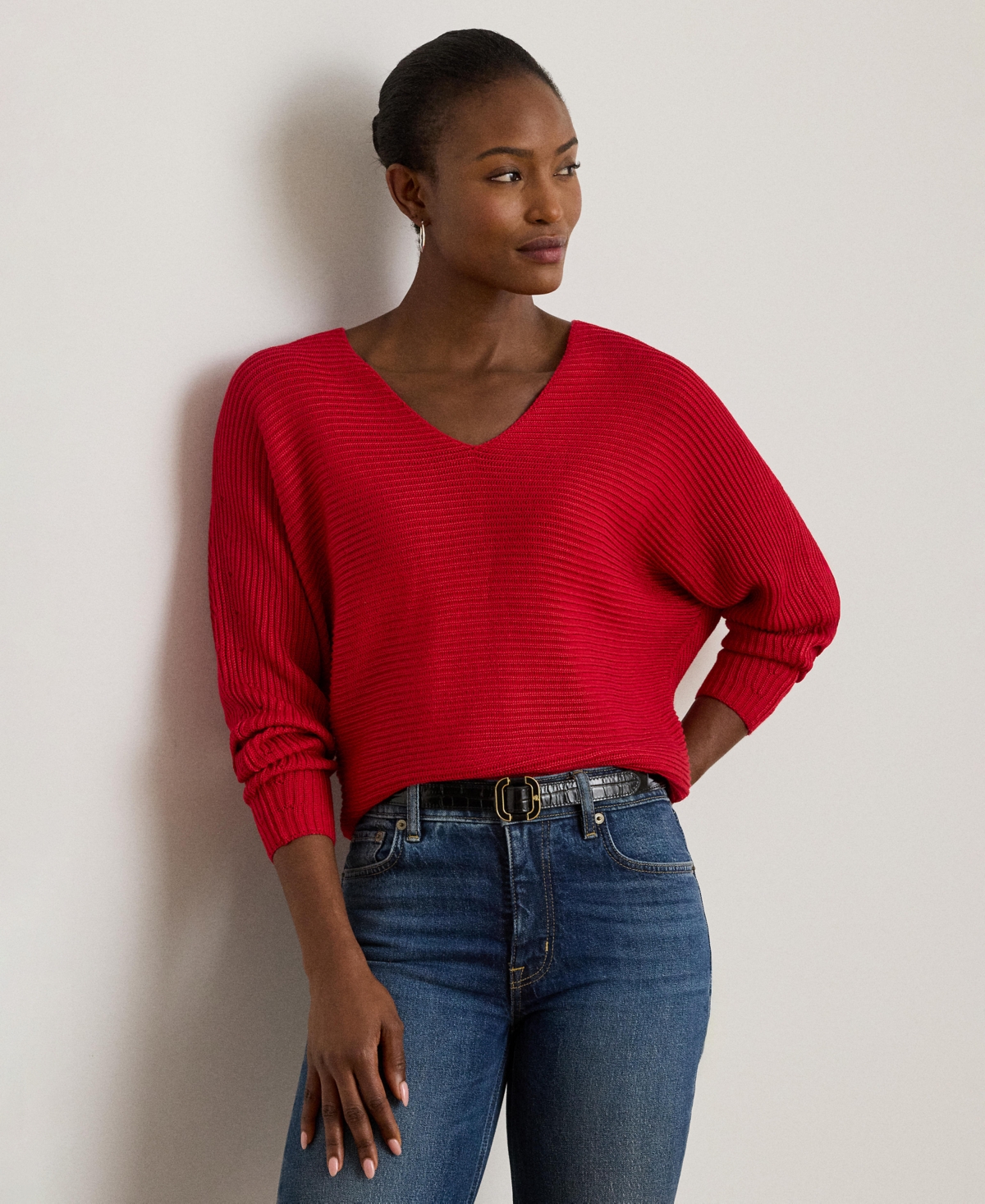 Click here for Lauren Ralph Lauren Womens Rib-Knit Dolman-Sleeve... prices