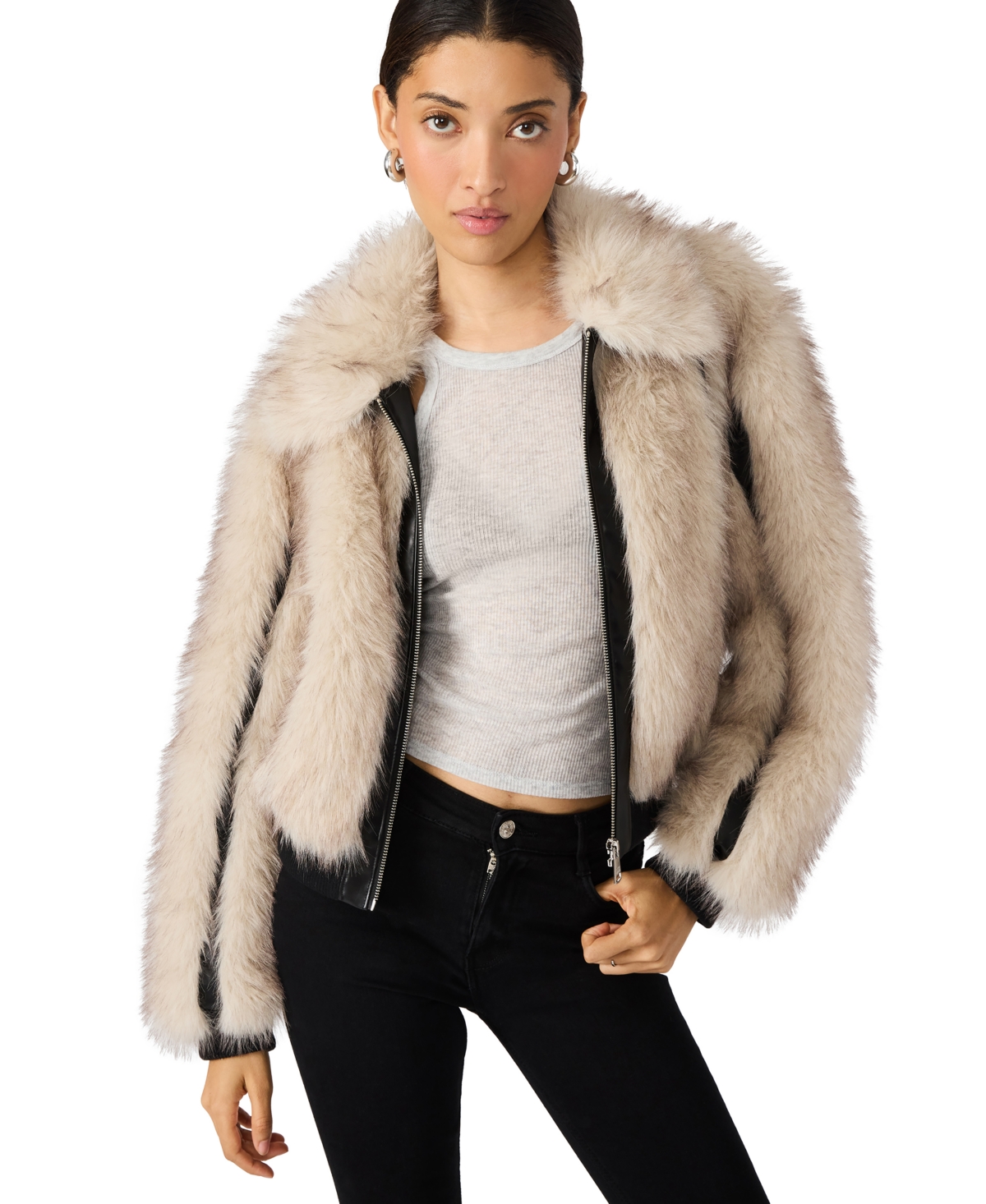 Click here for Steve Madden Womens Charmaine Paneled Jacket - Nat... prices