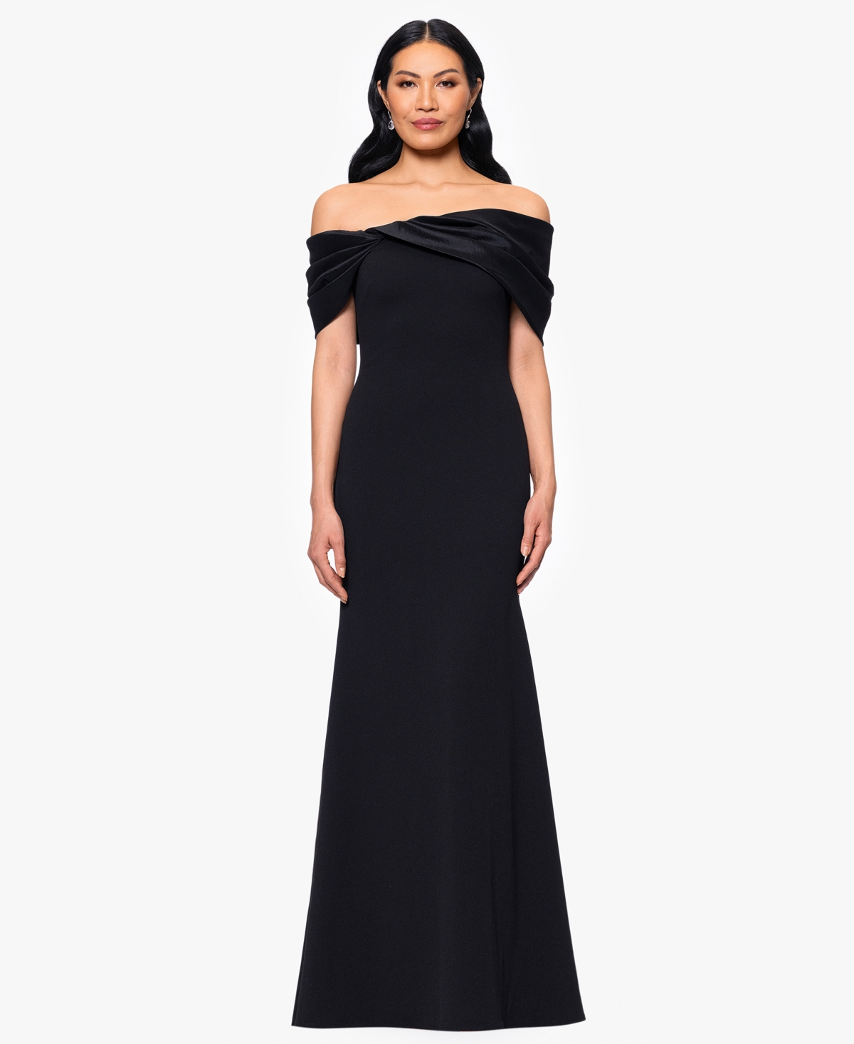 Click here for Betsy & Adam Womens Long Off-the-Shoulder Dress -... prices