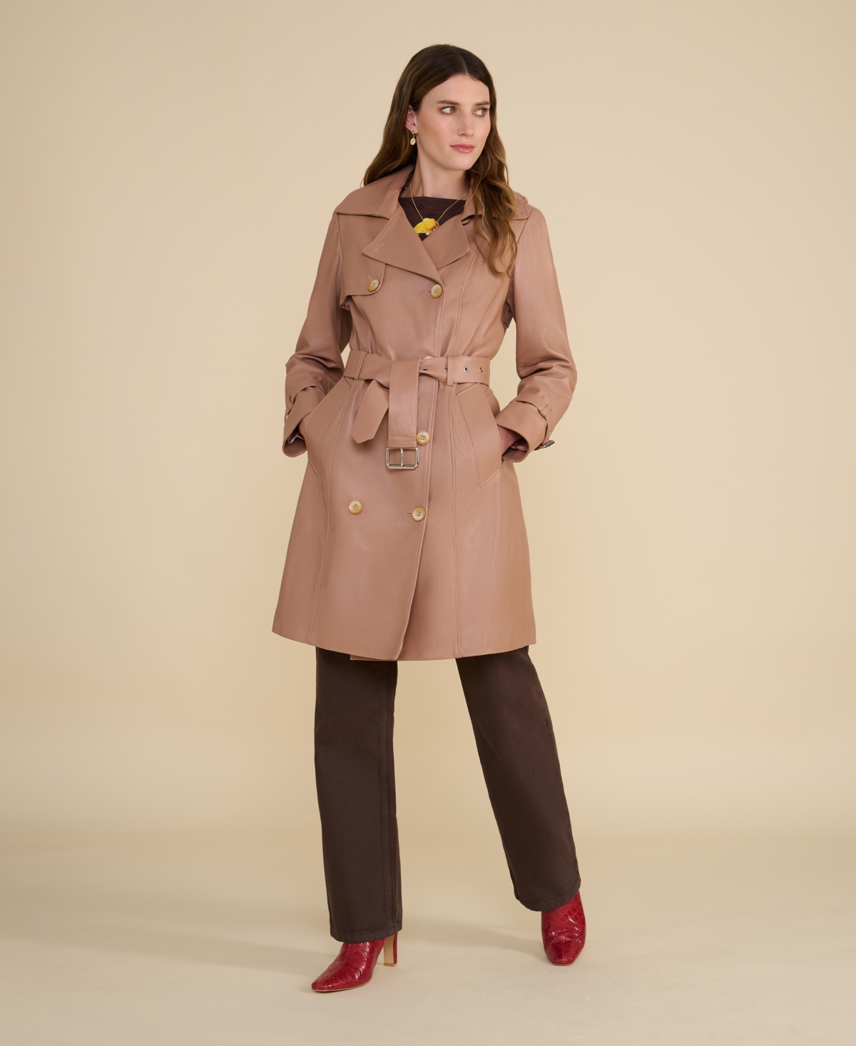 Click here for Furniq Uk Womens Leather Trench Coat  Created for... prices