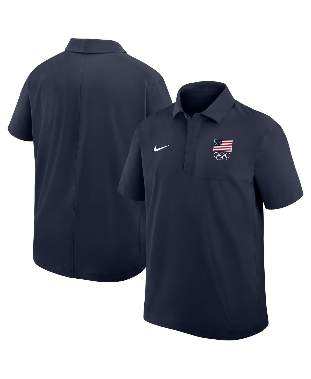 Click here for Nike Mens Navy Team Usa Woven Dri-fit Polo Shirt -... prices