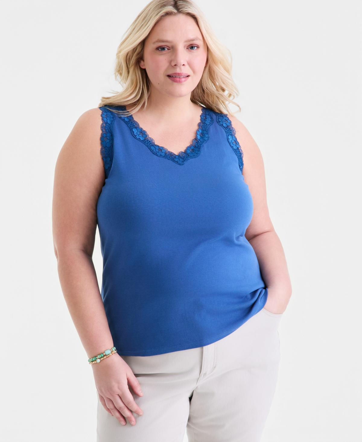 Click here for Style & Co Plus Size Lace-Trimmed Tank Top  Exclus... prices