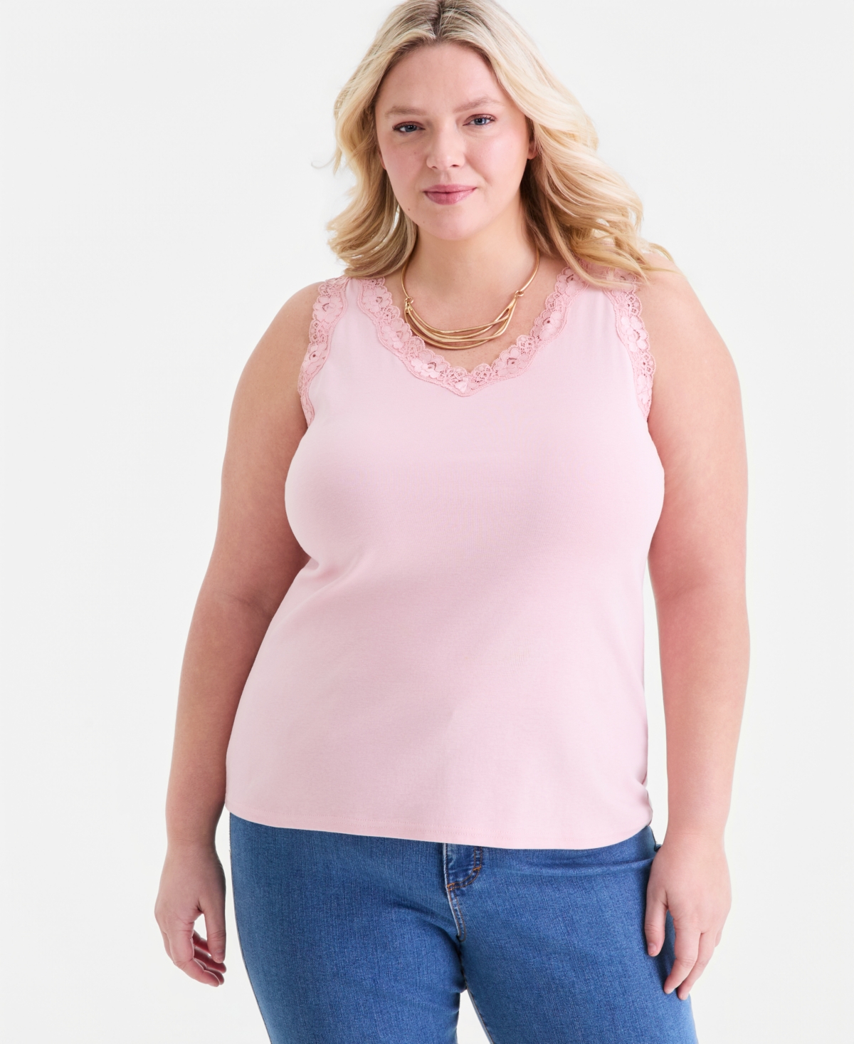 Click here for Style & Co Plus Size Lace-Trimmed Tank Top  Exclus... prices