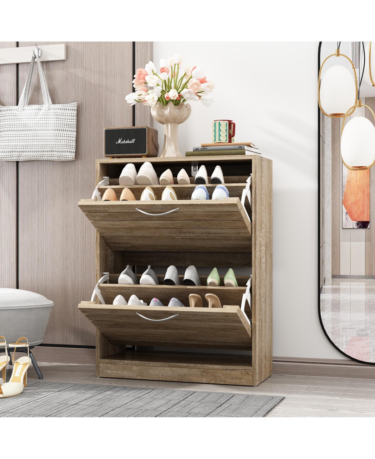 Click here for Shoe Cabinet with 2-Shutter Door  Shoe Rack - Beig... prices