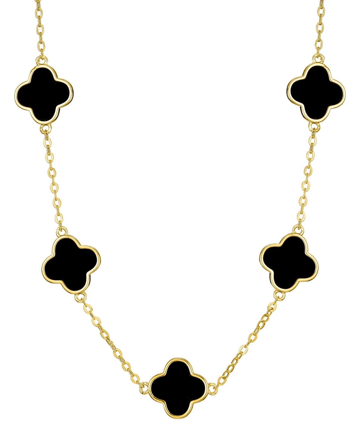 Click here for Adornia Gold Black Clover Station Necklace - Gold... prices