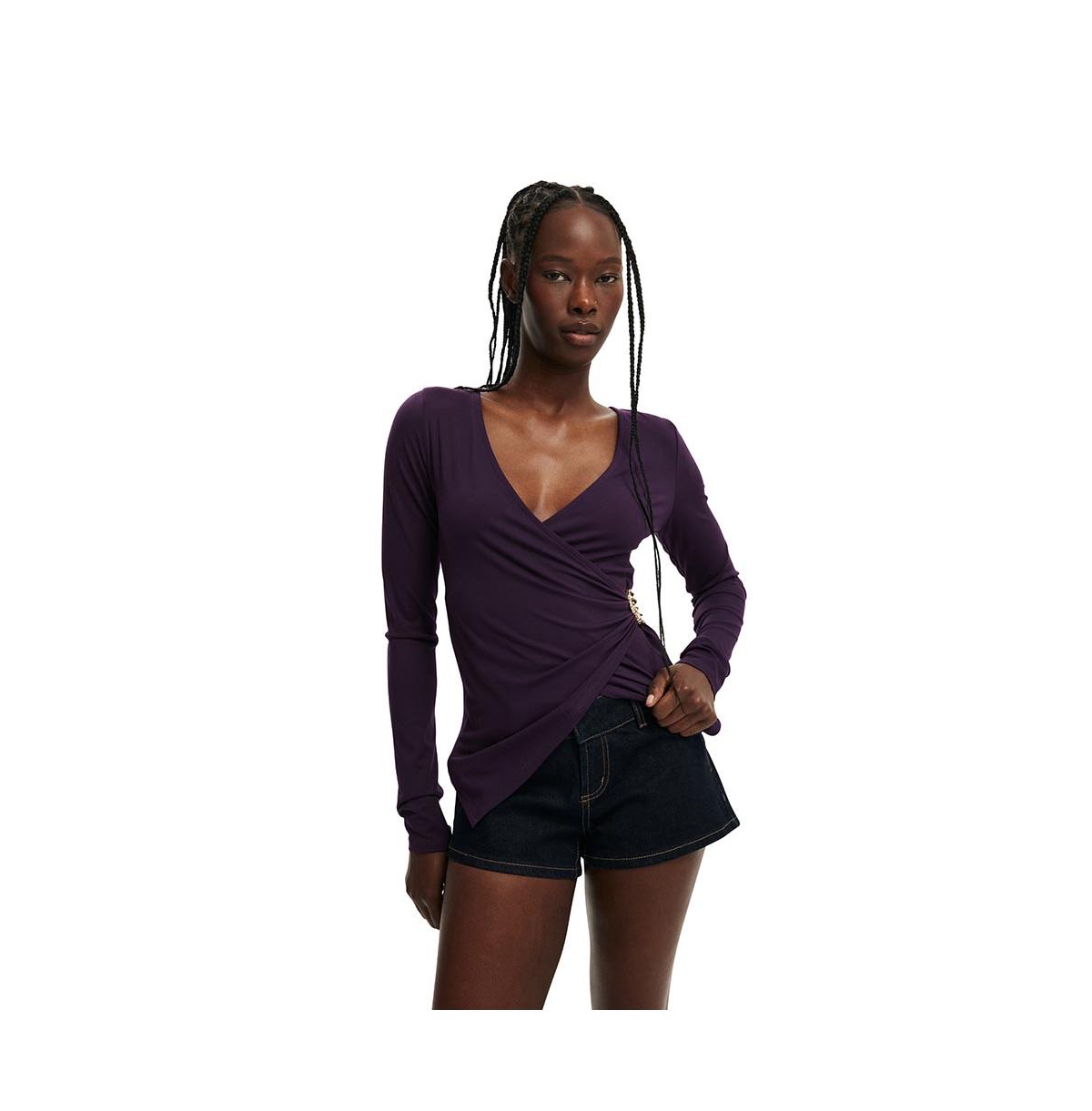 Click here for Cotton On Womens Trim Detail Long Sleeve Wrap Top... prices