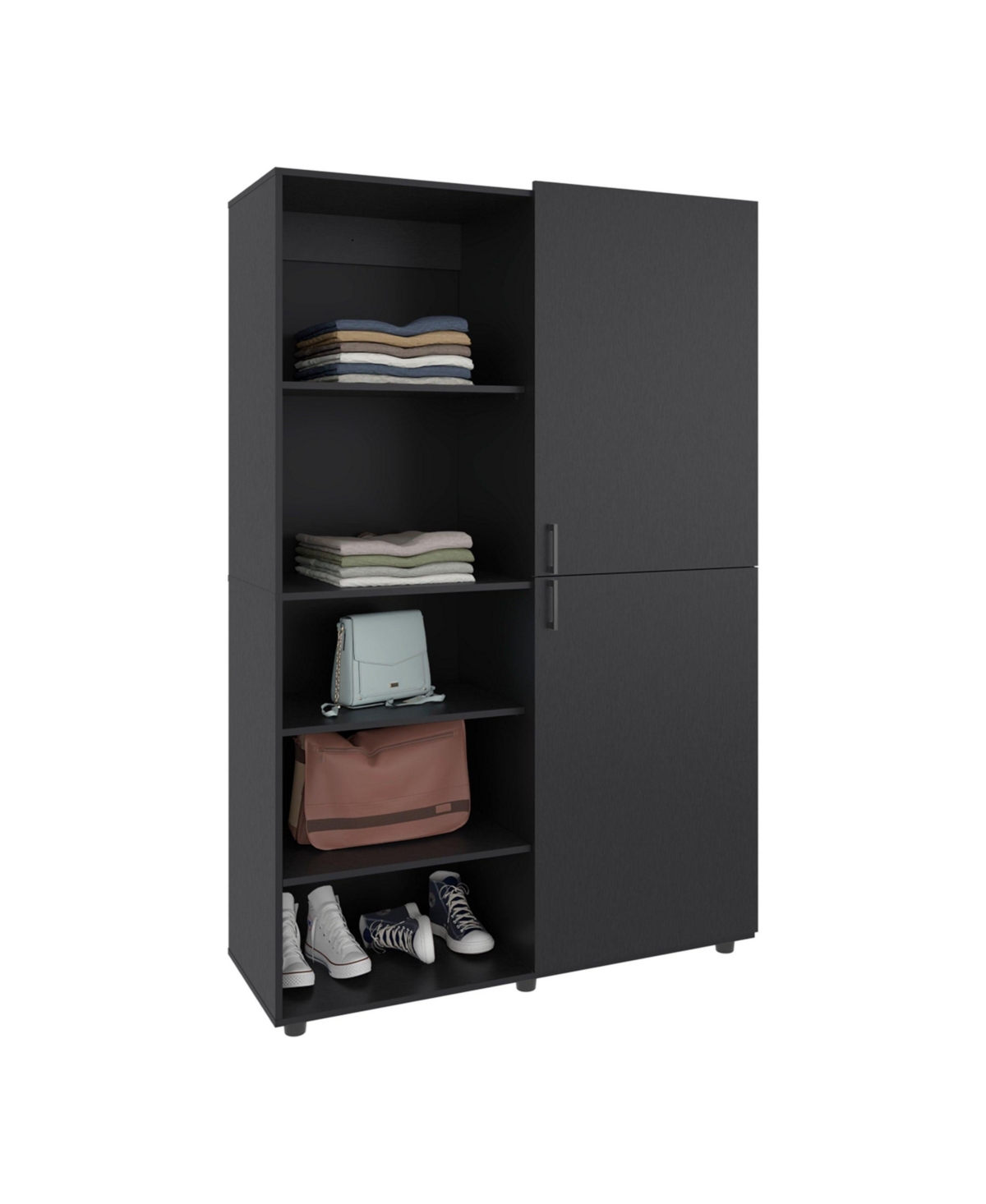 Click here for Brewster Wardrobe  2 Doors  6 Legs  5 Shelves - Bl... prices