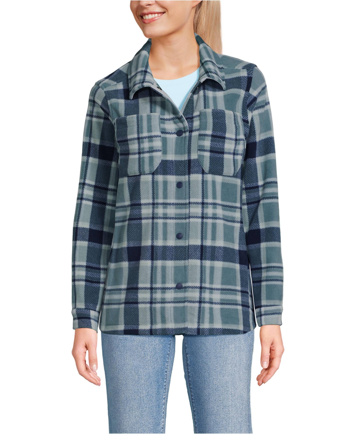 Click here for Lands End Womens Print Anyweather Fleece Shirt Jac... prices