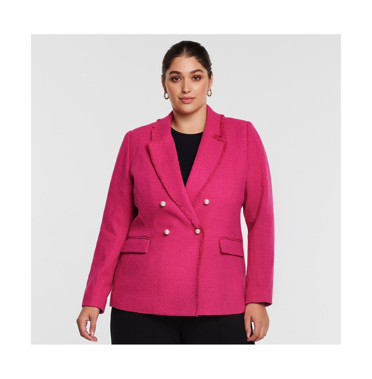 Click here for Estelle Womens Courtney Boucle Blazer - Bright Pin... prices