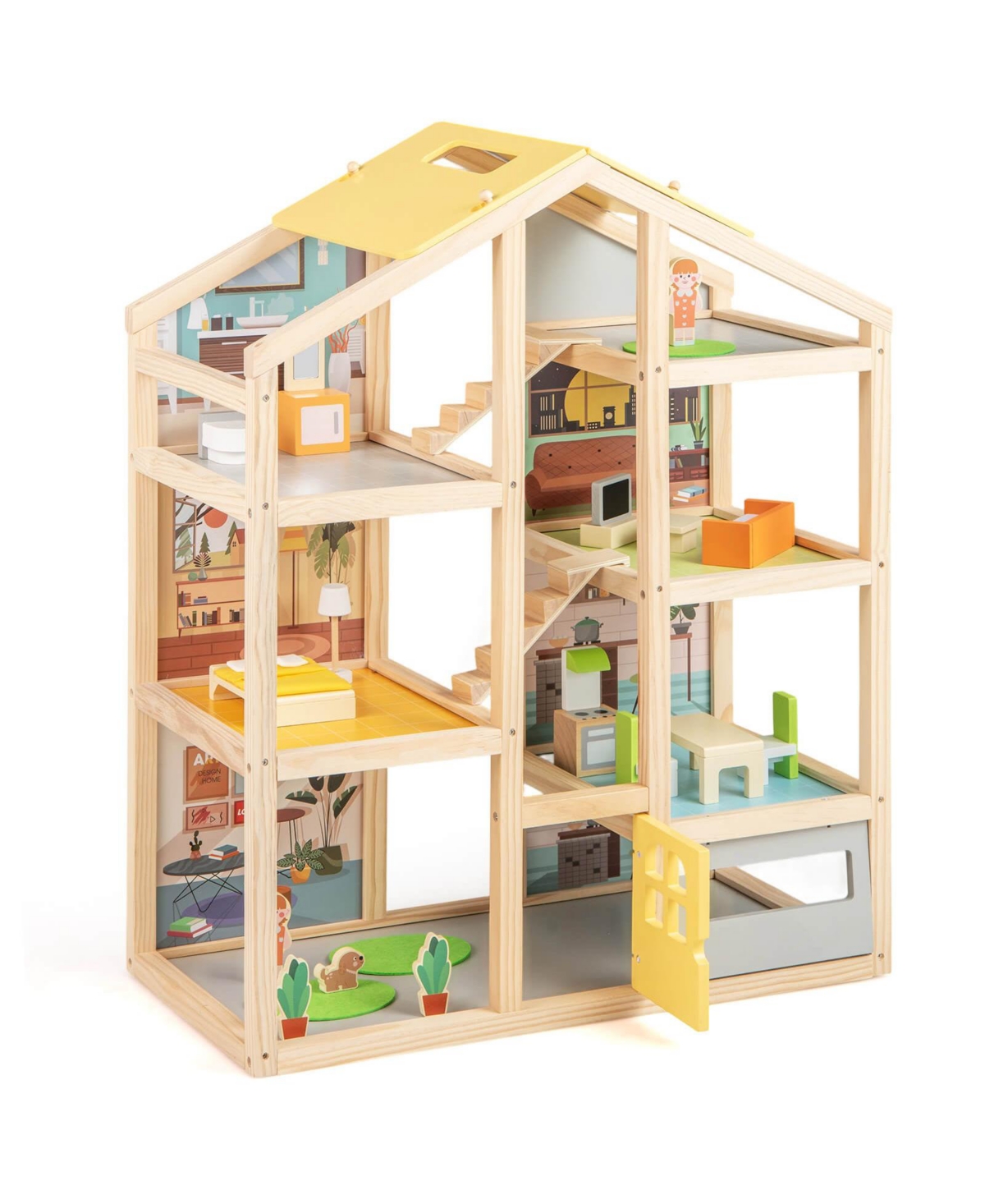Click here for Kids Wooden Dollhouse with 7 Rooms 18 Pcs Furnitur... prices