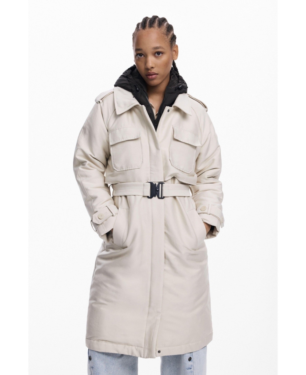 Click here for Desigual Womens Light long padded jacket - Medium... prices