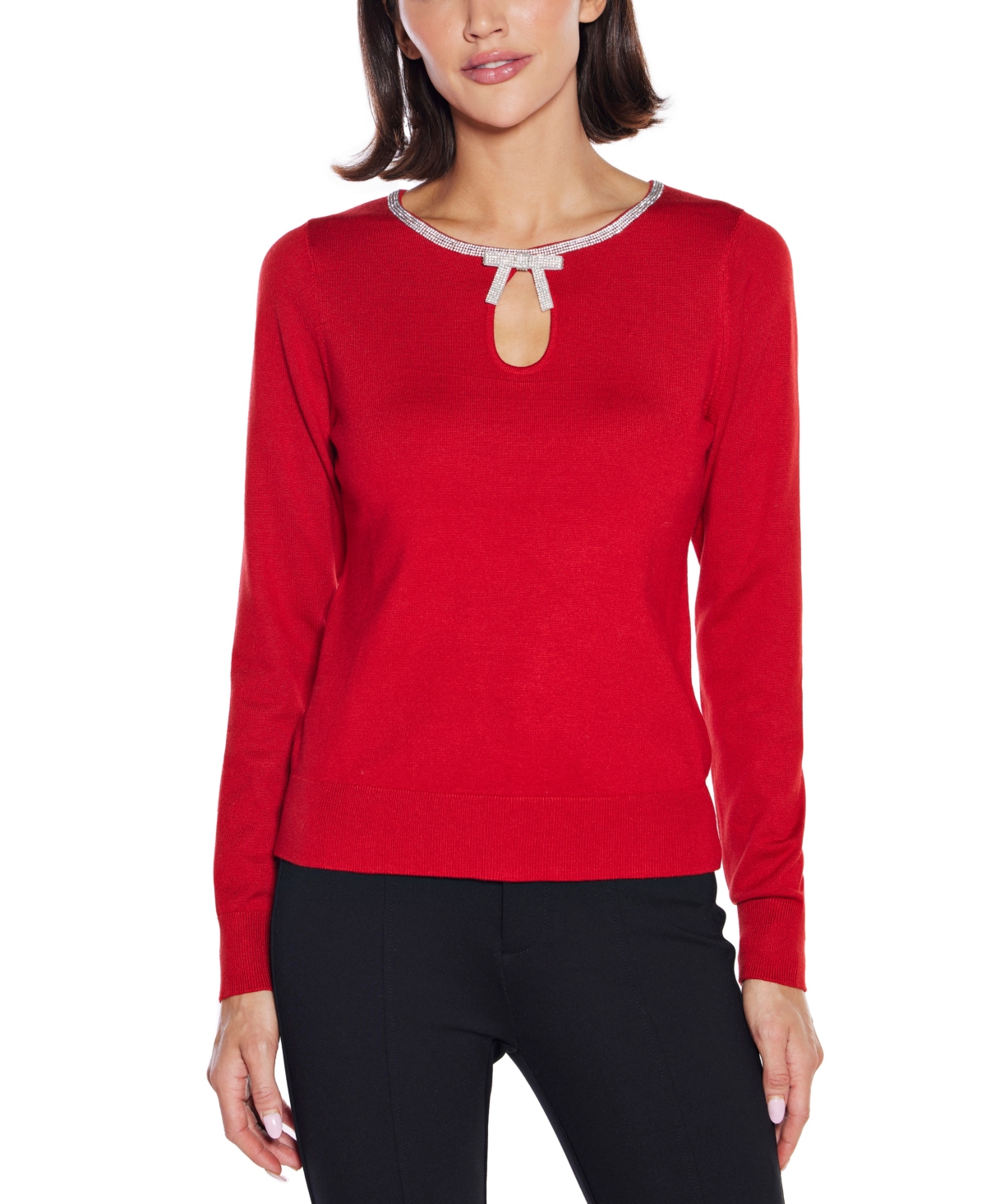 Click here for Belldini Womens Embellished Keyhole-Neck Sweater -... prices