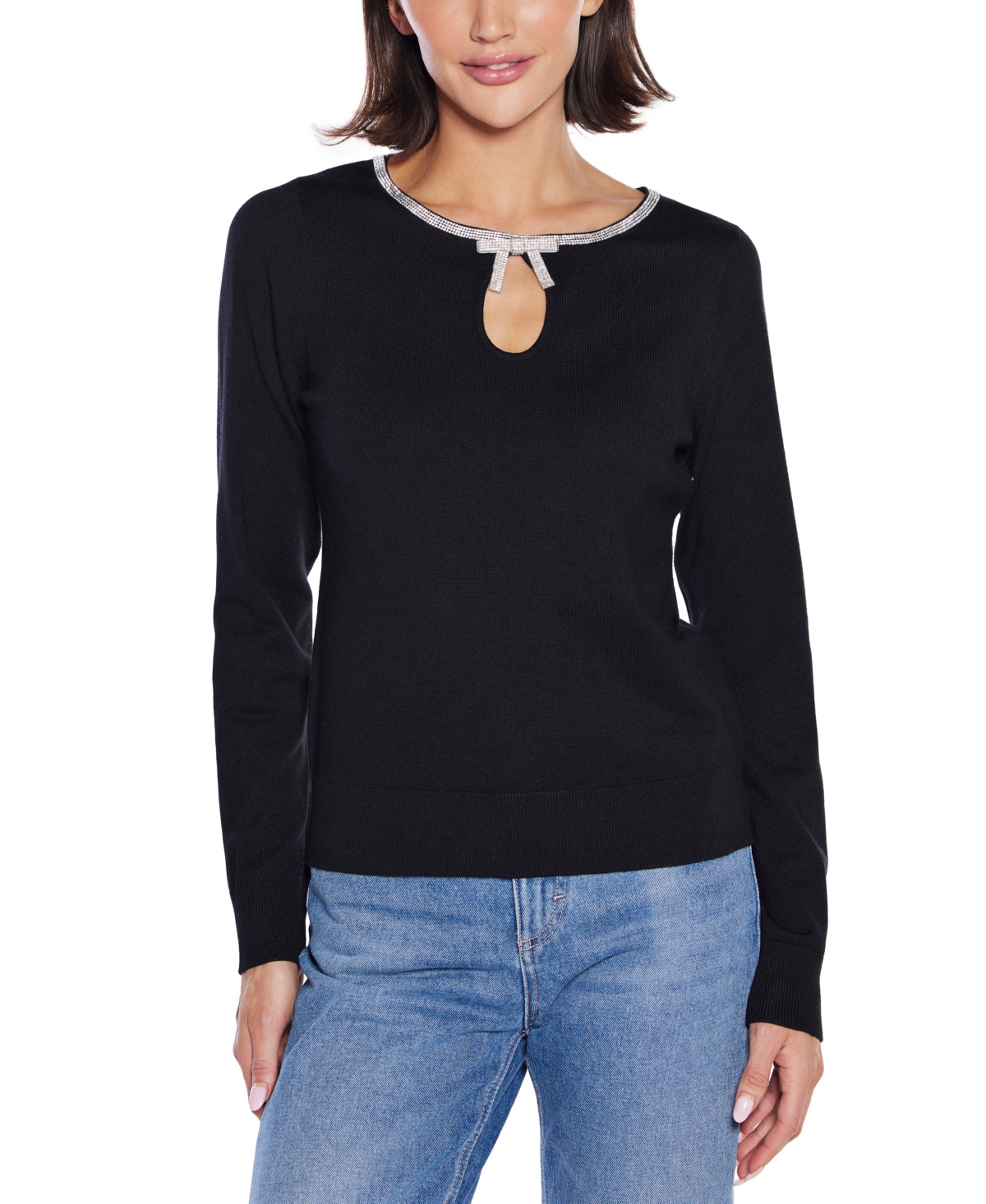 Click here for Belldini Womens Embellished Keyhole-Neck Sweater -... prices
