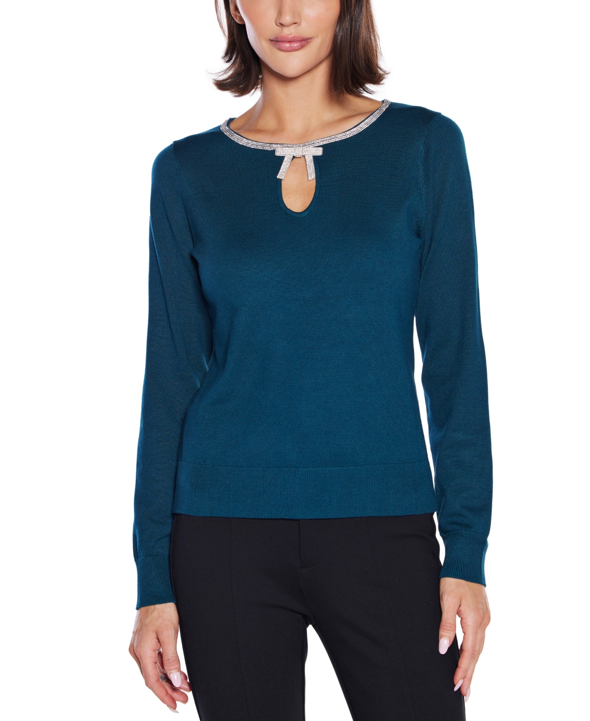 Click here for Belldini Womens Embellished Keyhole-Neck Sweater -... prices