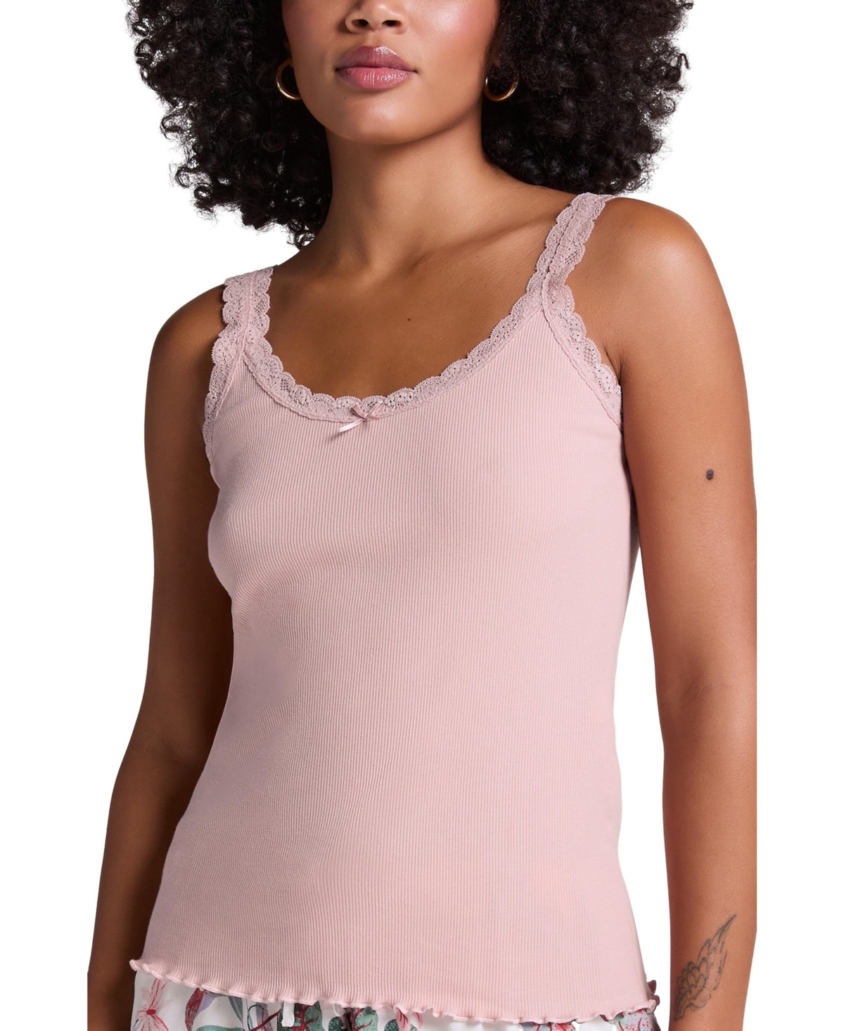 Click here for Hunkemoller Womens Cami Rib Lace - Pale mauve prices