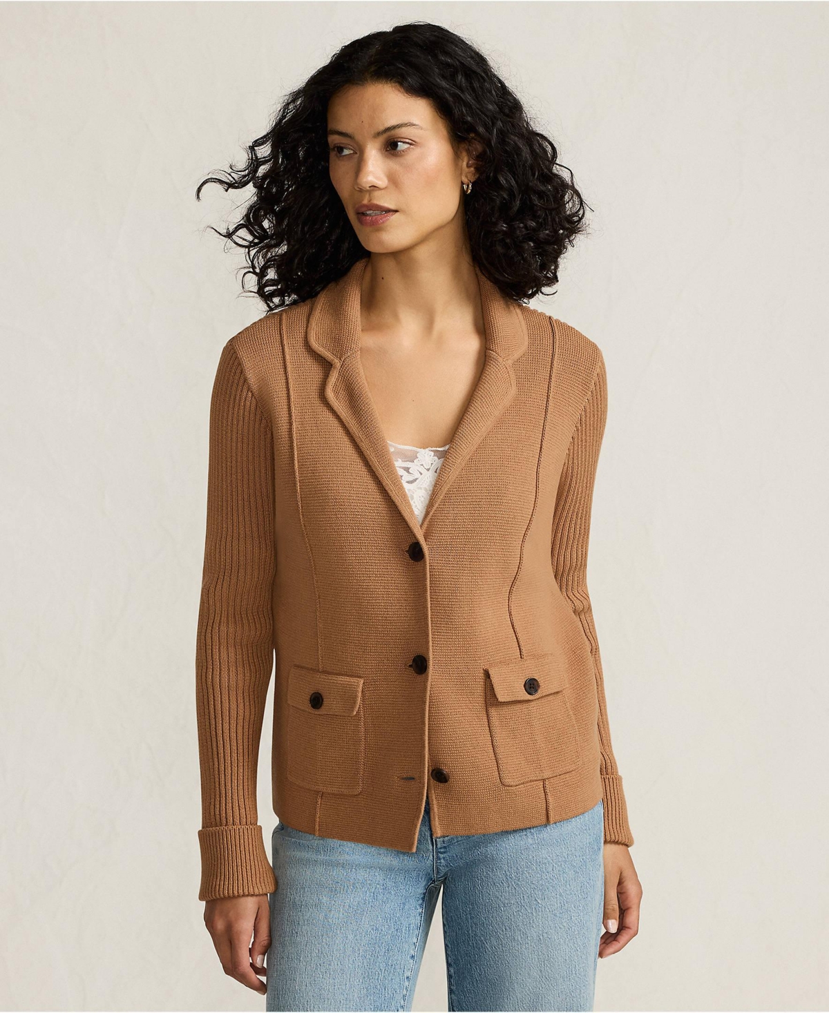 Click here for Lands End Womens Drifter Ribbed Collared Blazer Sw... prices