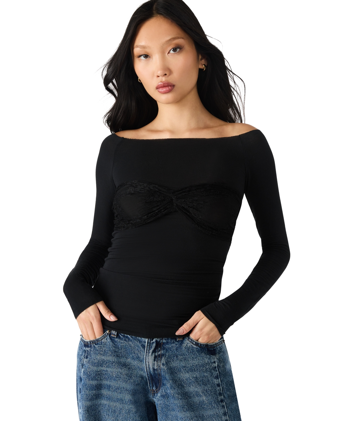 Click here for Bb Dakota Womens Hailey Boat Neck Top - Cocoa prices