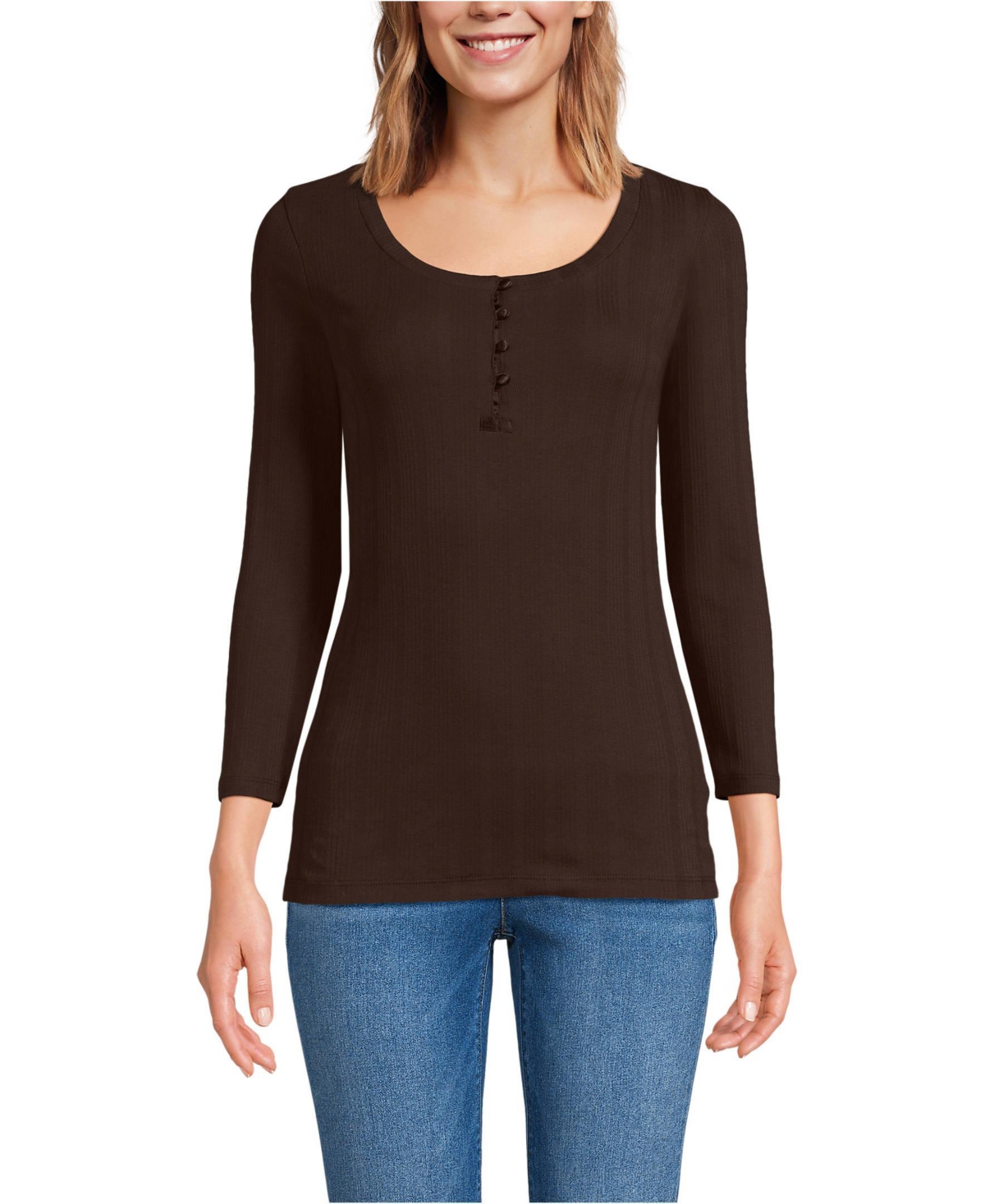 Click here for Lands End Womens 3/4 Sleeve Variegated Micro Rib H... prices