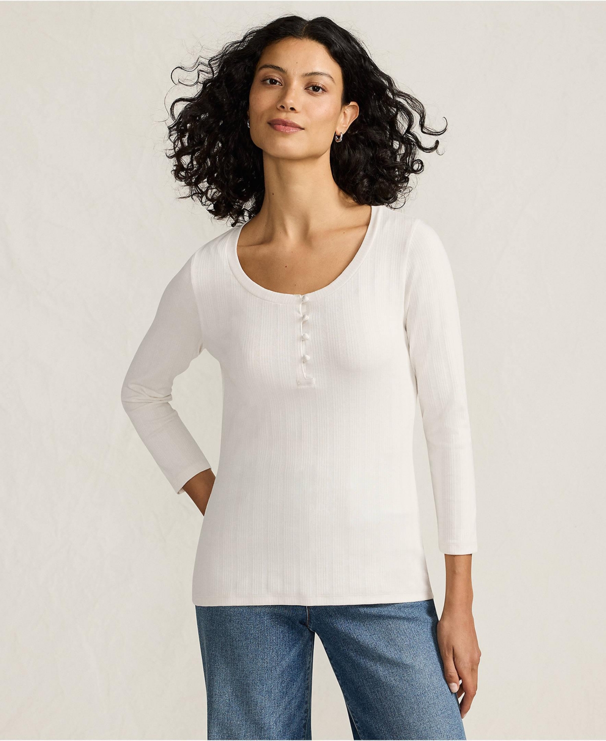 Click here for Lands End Womens 3/4 Sleeve Variegated Micro Rib H... prices