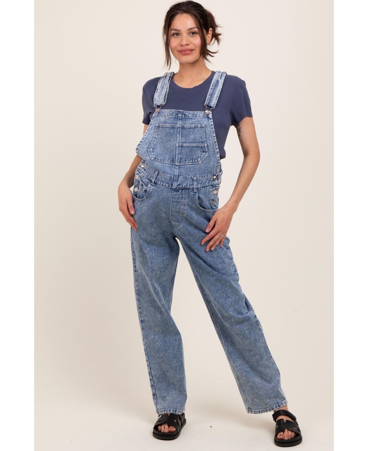 Click here for Pinkblush Light Blue Wash Rolled Cuff Maternity De... prices