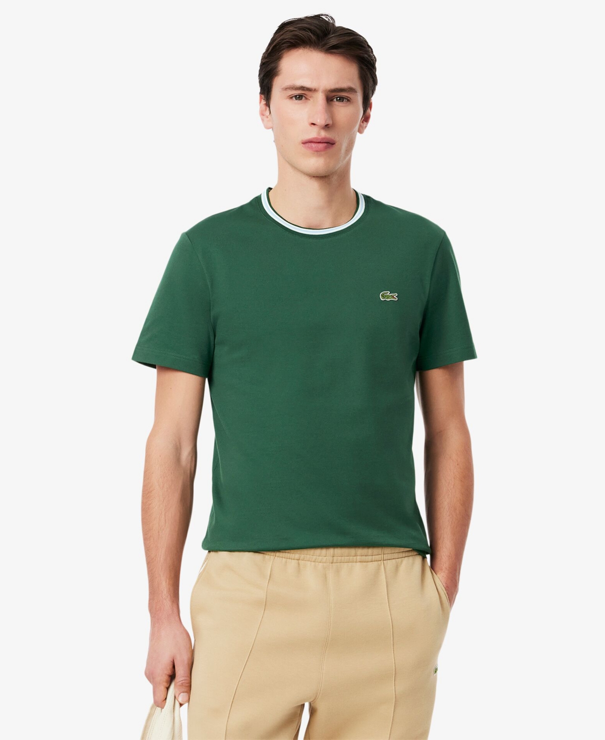 Click here for Lacoste Mens Ribbed Collar T-Shirt - Green prices