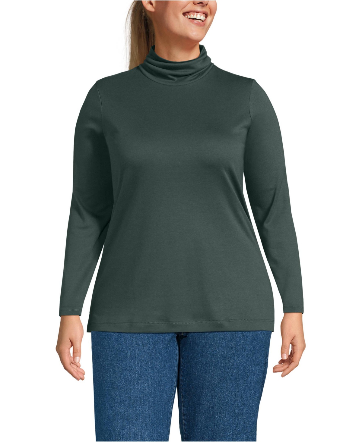 Click here for Lands End Plus Size Supima Cotton Fitted Long Slee... prices