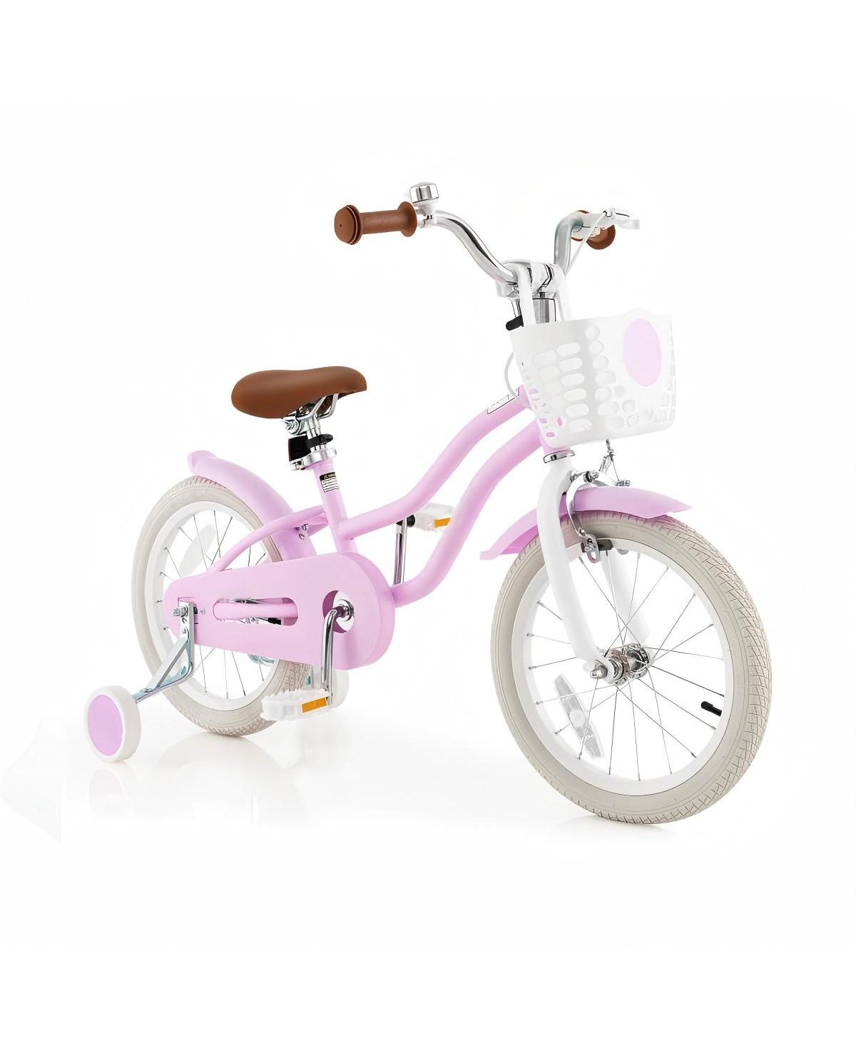 Click here for Kids Bike with Basket and Training Wheels - Pink prices
