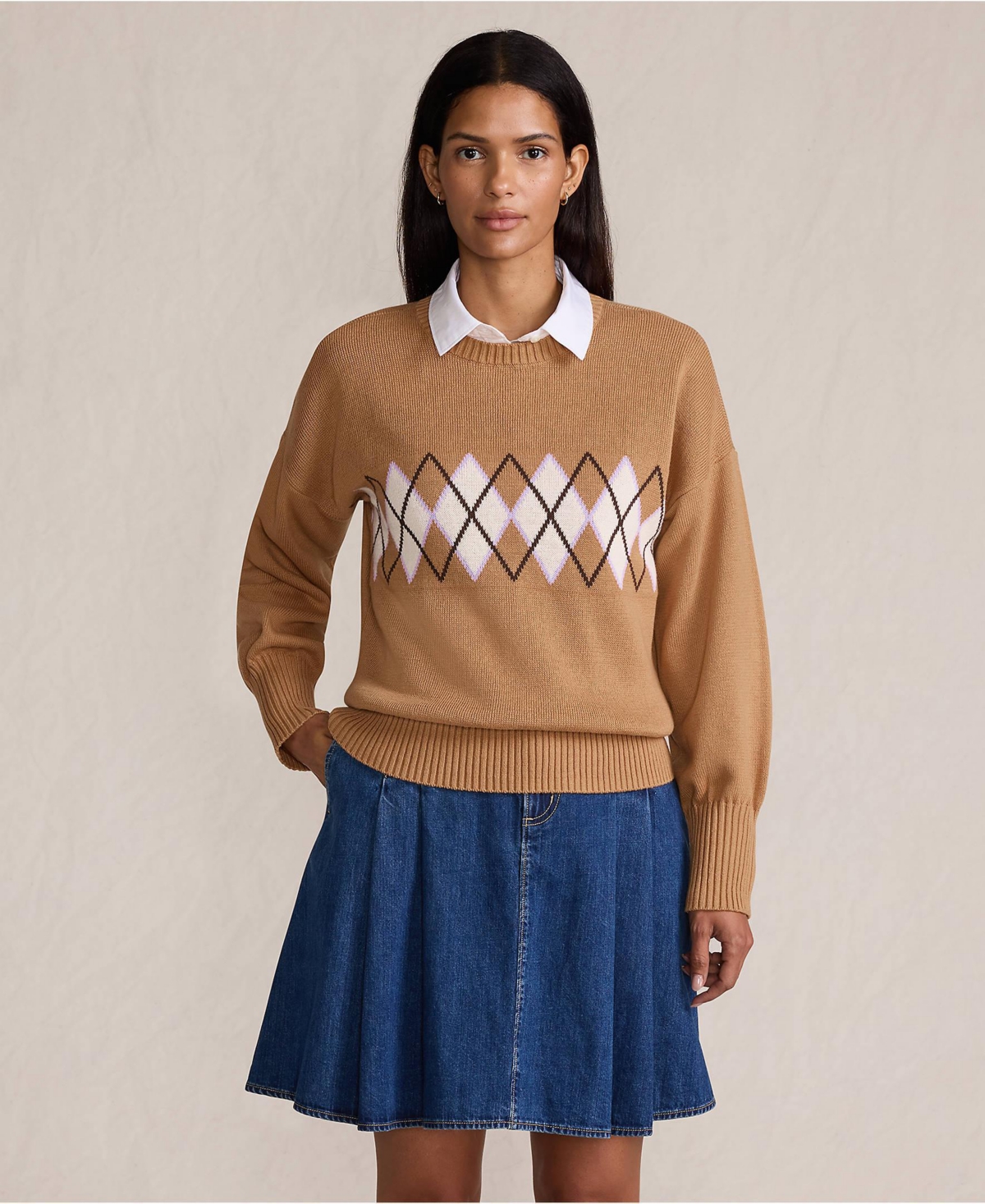 Click here for Lands End Womens Cotton Drifter Argyle Crew Neck S... prices