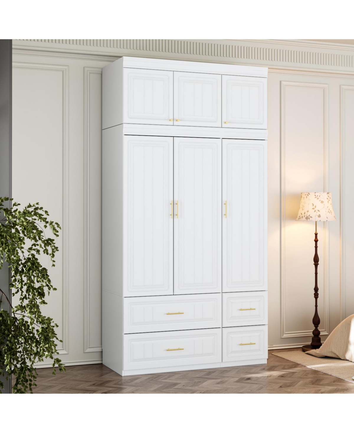 Click here for Famapy White 6-Door Big Wardrobe Armoires with Han... prices