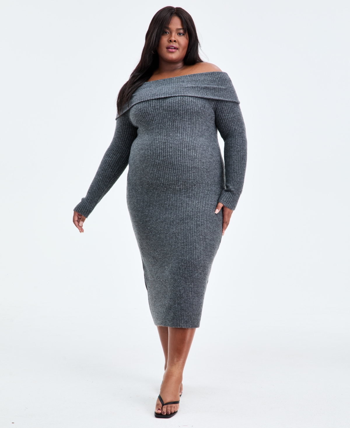 Click here for Bar Iii Trendy Plus Size Merlyn Off-The-Shoulder D... prices
