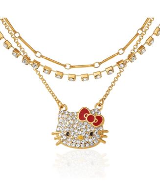 Hello Kitty Double Chain Necklace with Crystal Embellished Charm - Macy's