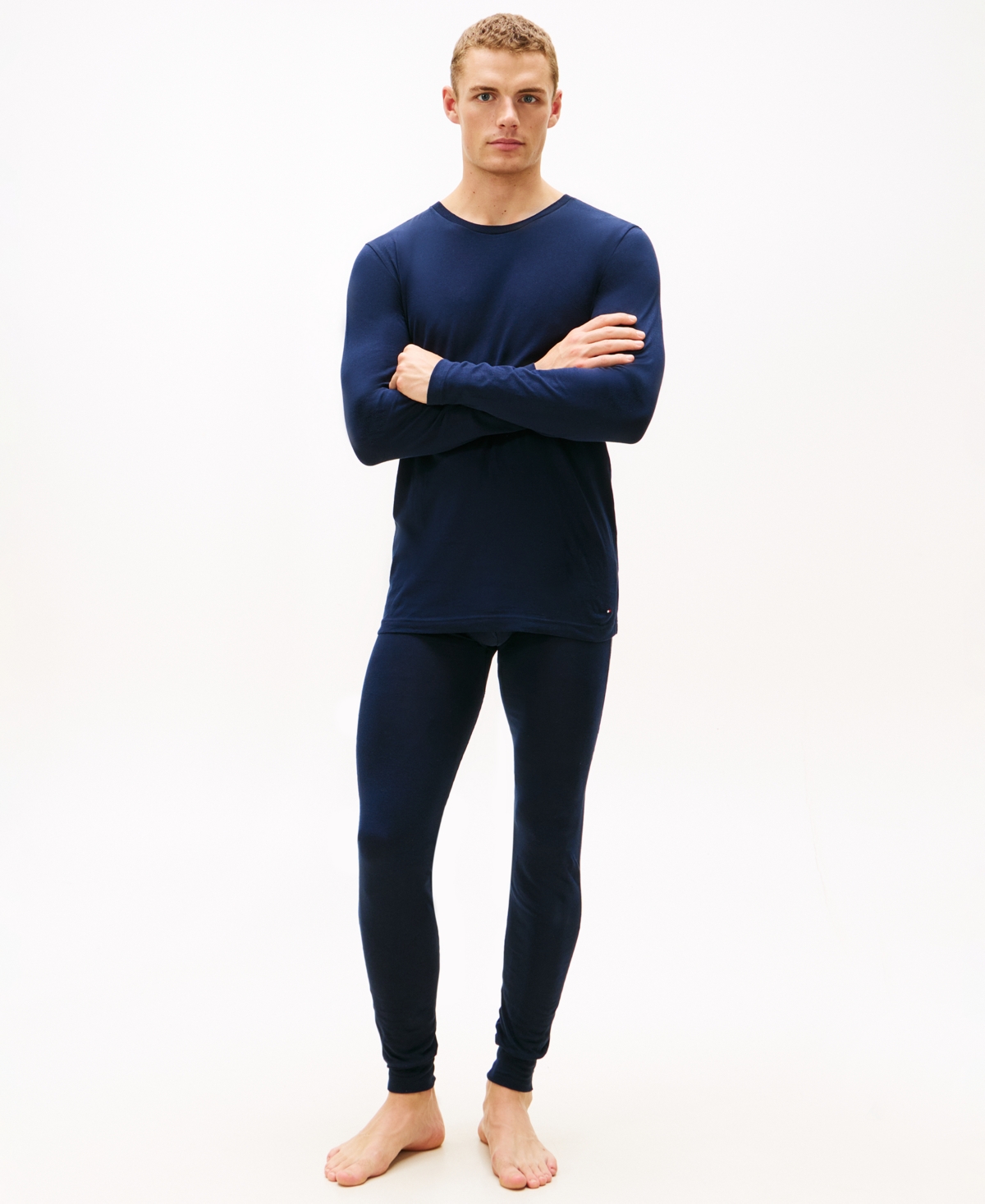 Tommy Hilfiger Mens 2-Piece Cotton Classics Base Layer Set - Desert Sky/ Desert Sky