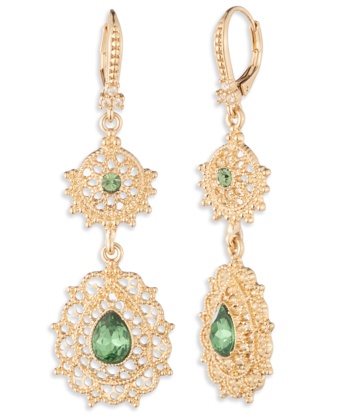 Click here for Marchesa Glass Stone Erinite Filagree Double Drop... prices