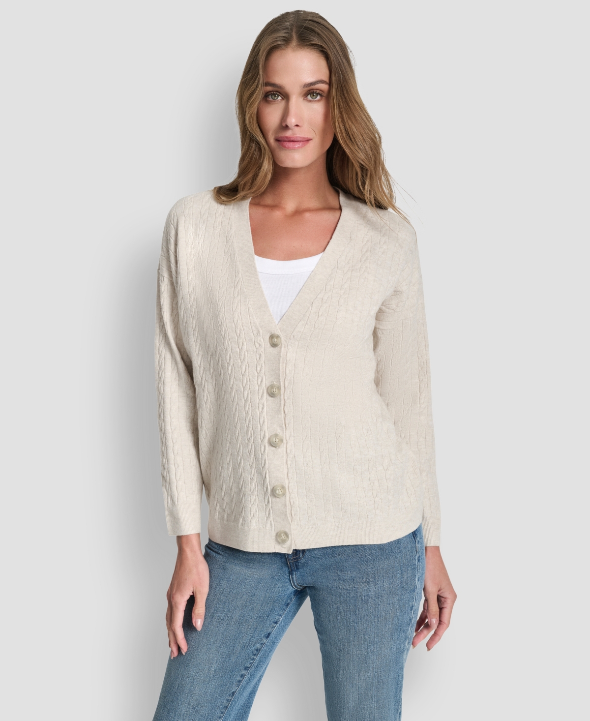 Click here for Dkny Jeans Womens V-Neck Boxy Cardigan Sweater - C... prices