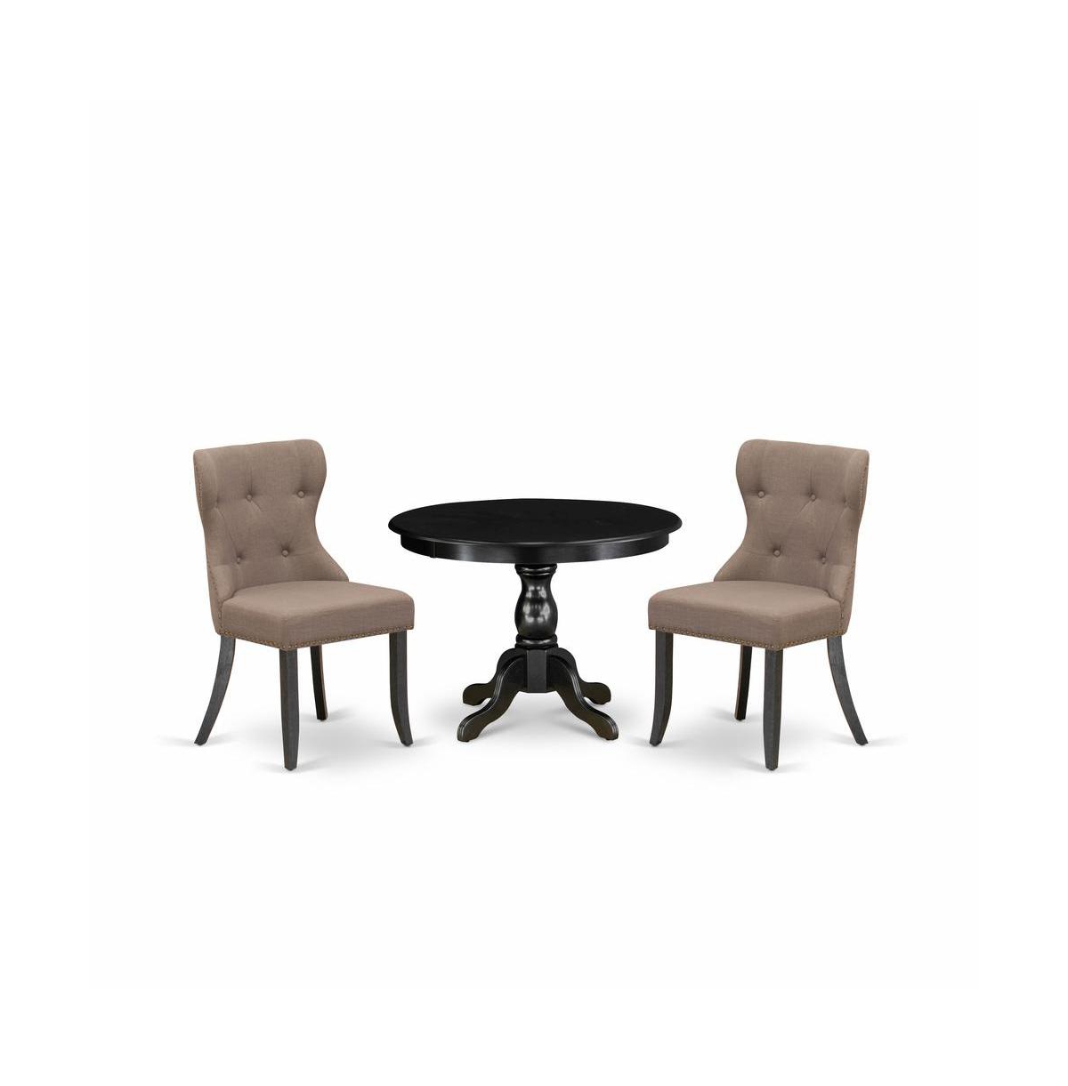 Click here for East West Furniture 3 Piece Dining Table Set - Bla... prices