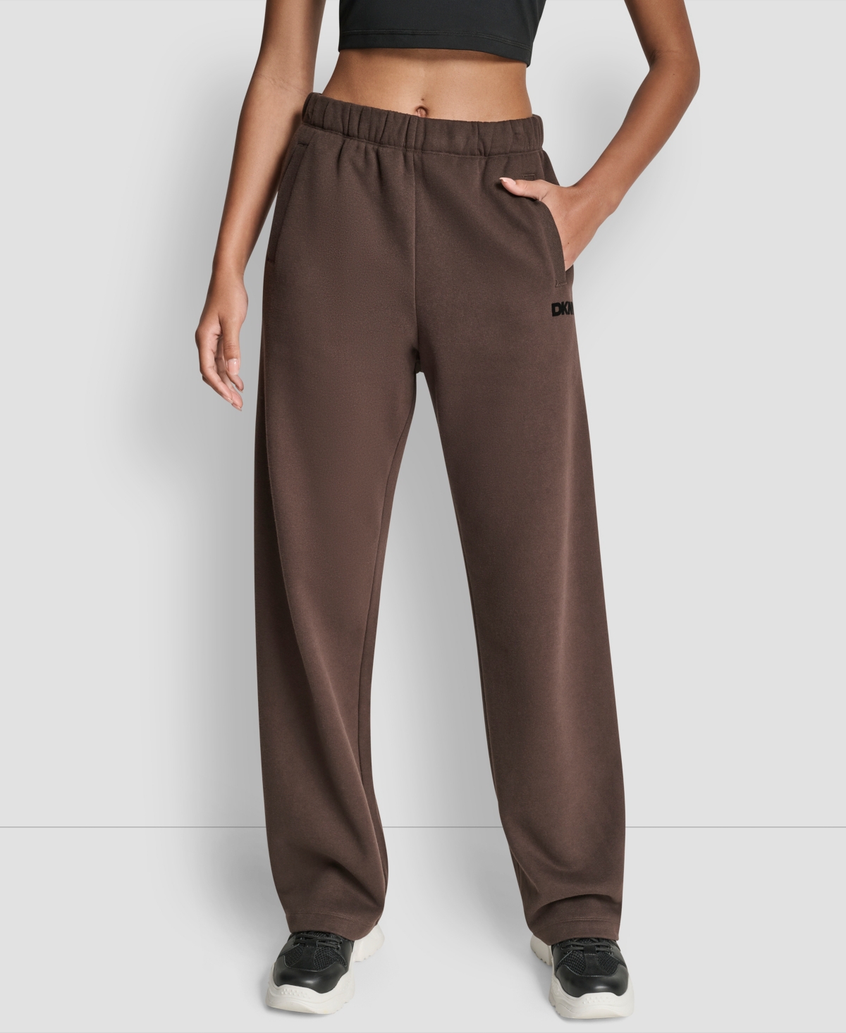 Click here for Dkny Womens Flocked Logo Boyfriend Open Leg Pants... prices