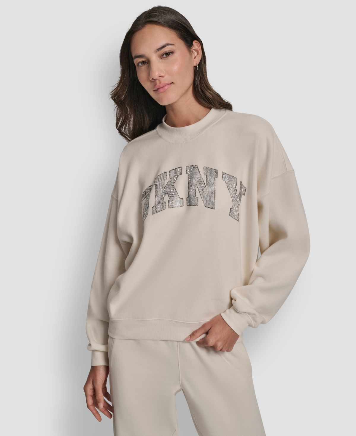Click here for Dkny Womens Exploded Rhinestone Varsity Logo Sweat... prices