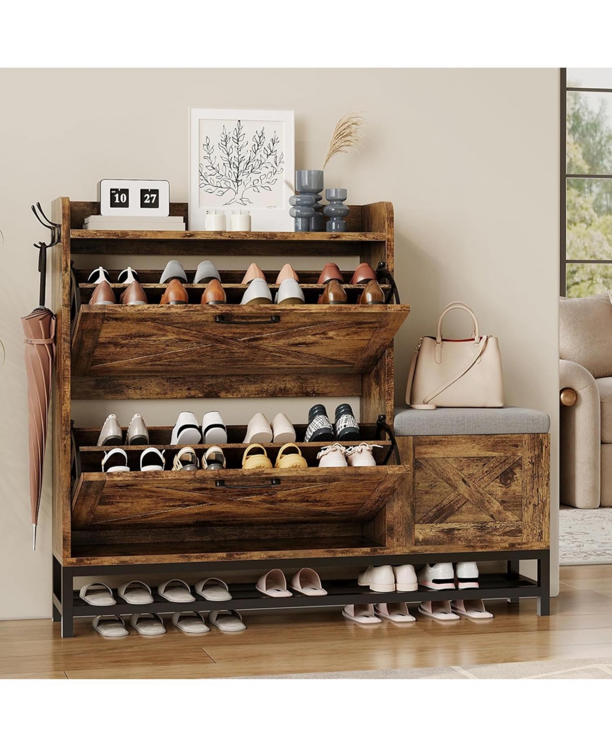 Click here for gaomon Shoe Cabinet with 2 Flip-Drawers & Storage... prices